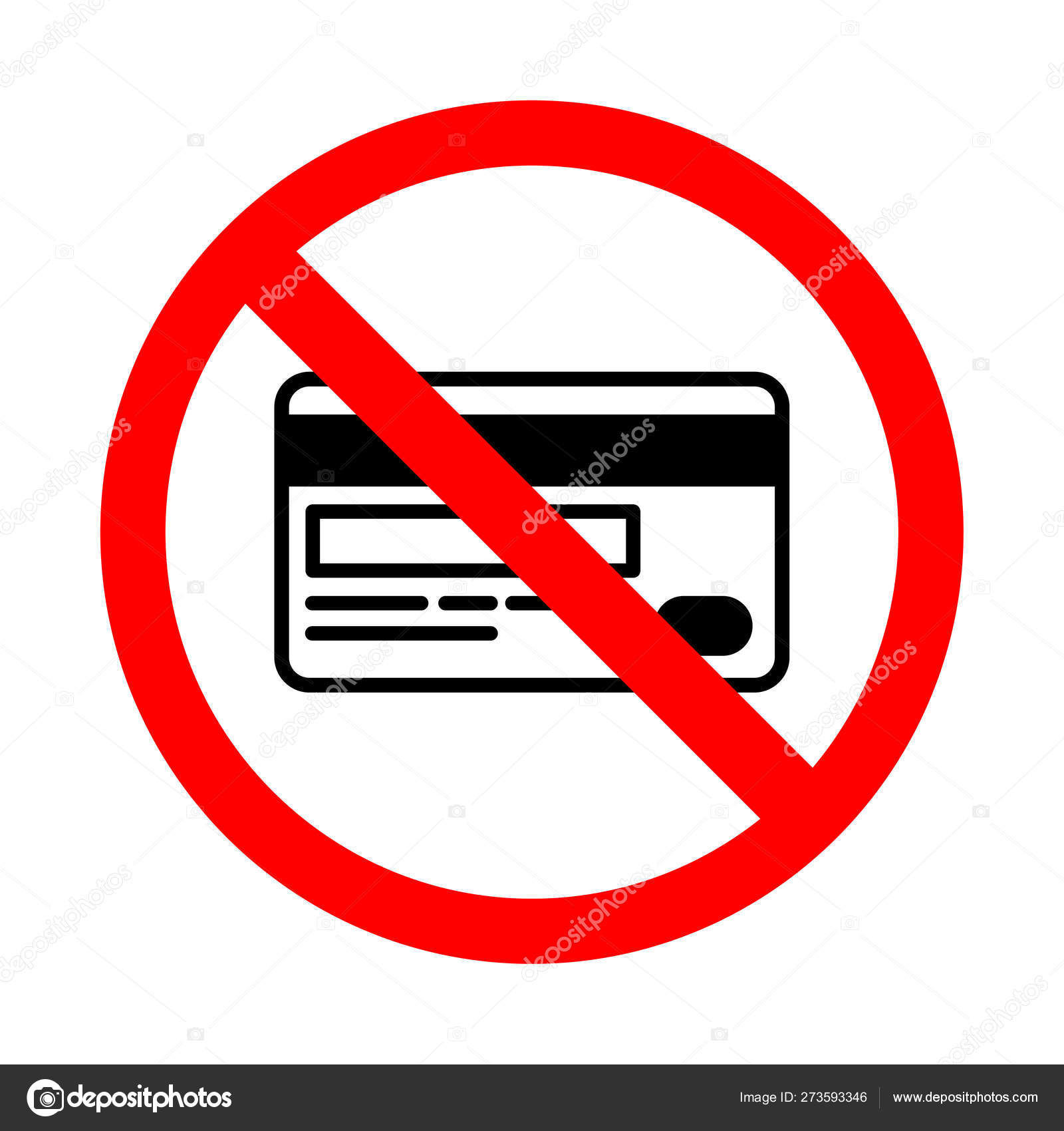 Forbidden credit card icon. Bright warning, restriction sign on a white ...