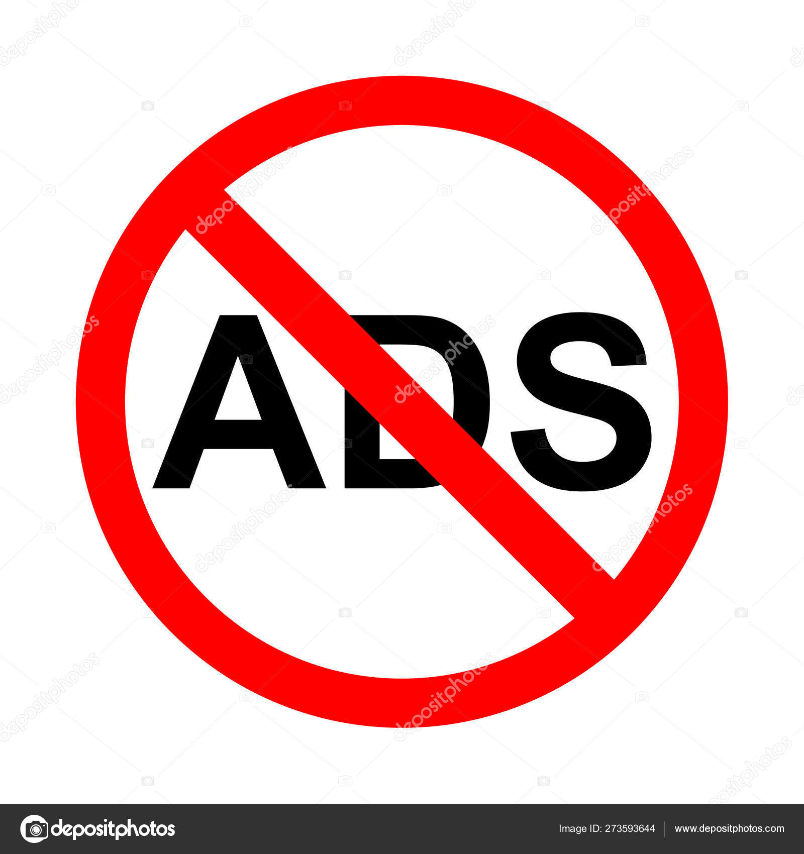 No ads icon. Bright warning, restriction sign on a white background ...