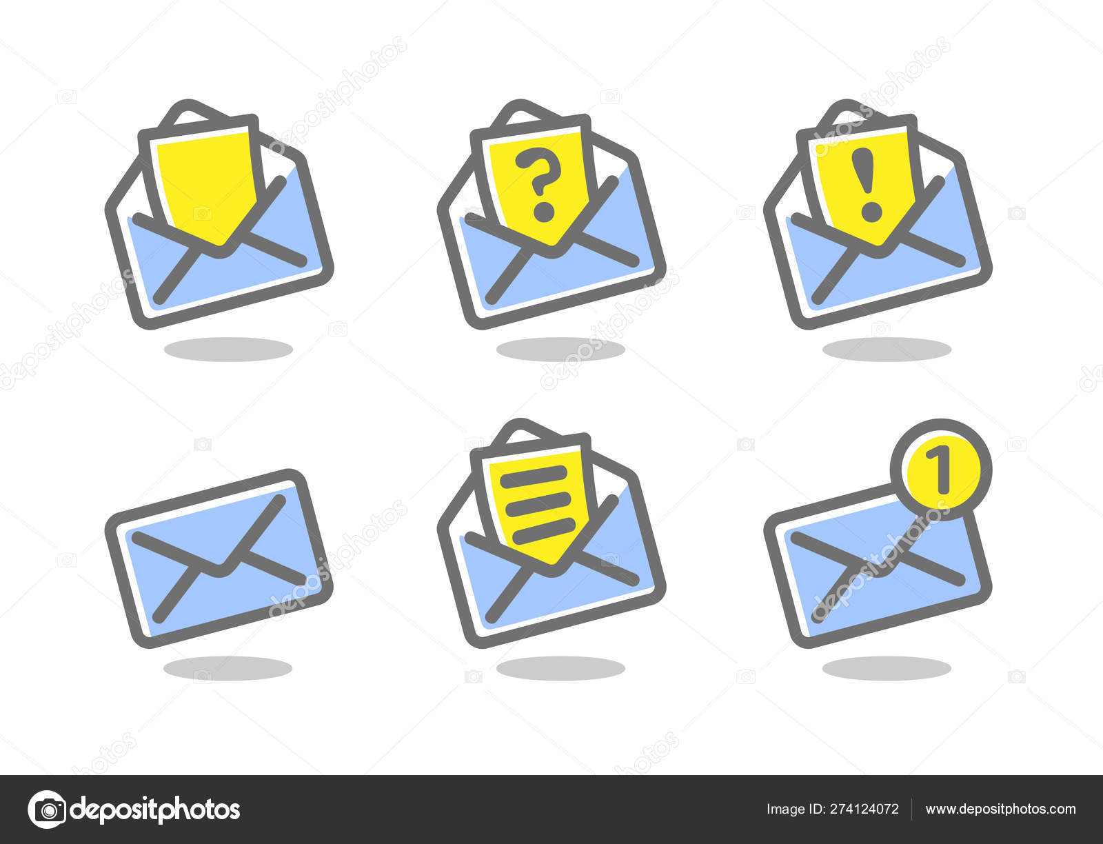 Conjunto de iconos para mensajes. Signo brillante, de color sobre un ...