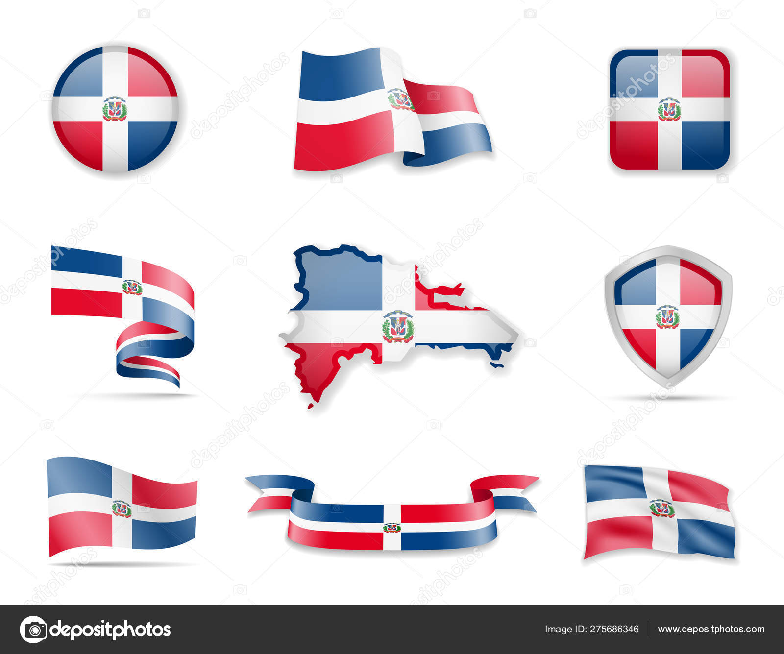 Colección de banderas de República Dominicana. Ilustración vectorial ...