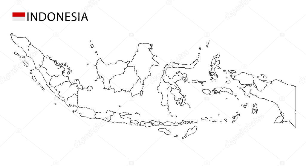 Indonesia mapa, blanco y negro detallado contorno regiones del pa s. Ilustraci n vectorial 2024