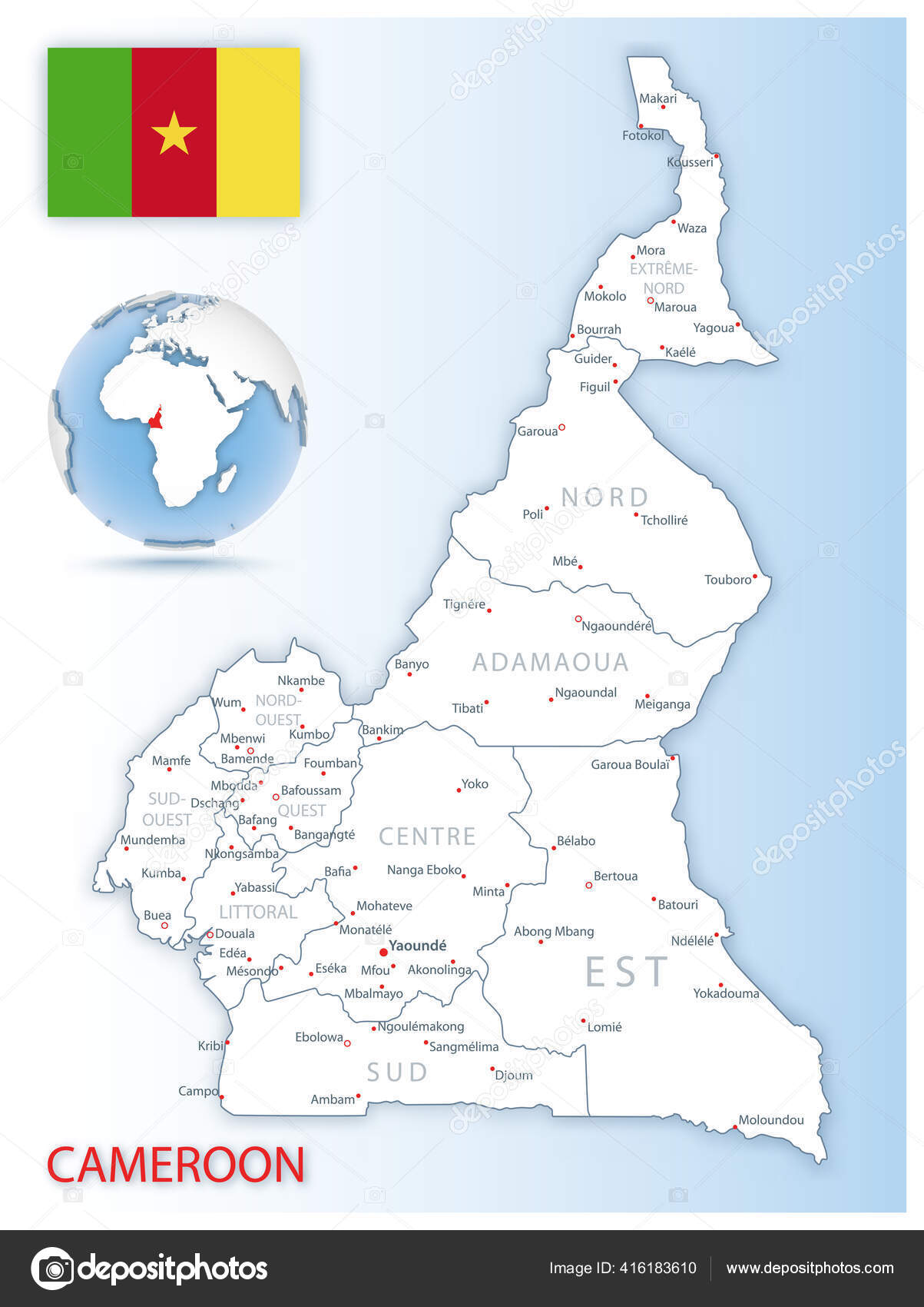 Detailed Political And Administrative Map Of Cameroon Cameroun