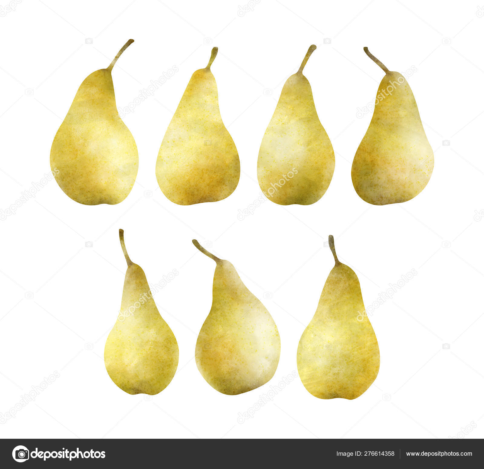 Hand Painted Pears Isolated White Background Stock Illustration by ...