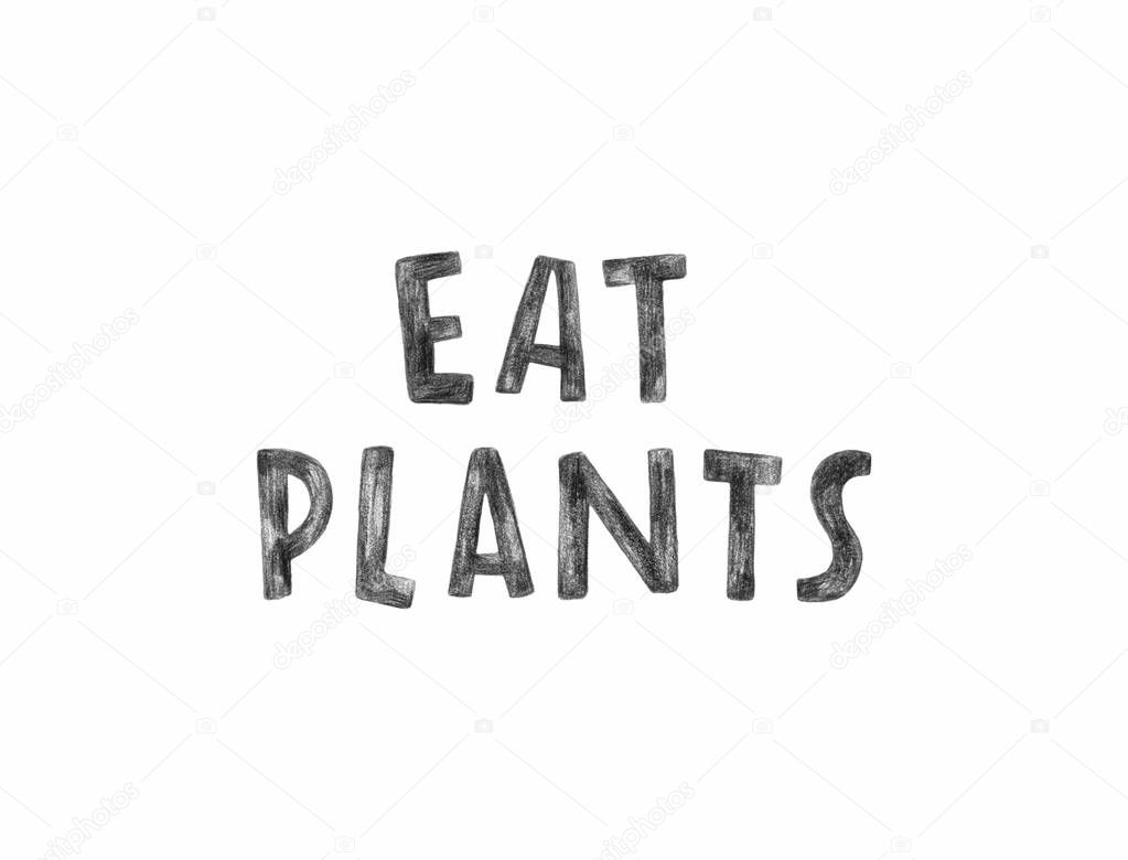 Come plantas. Letras de mano modernas aisladas sobre fondo blanco ...