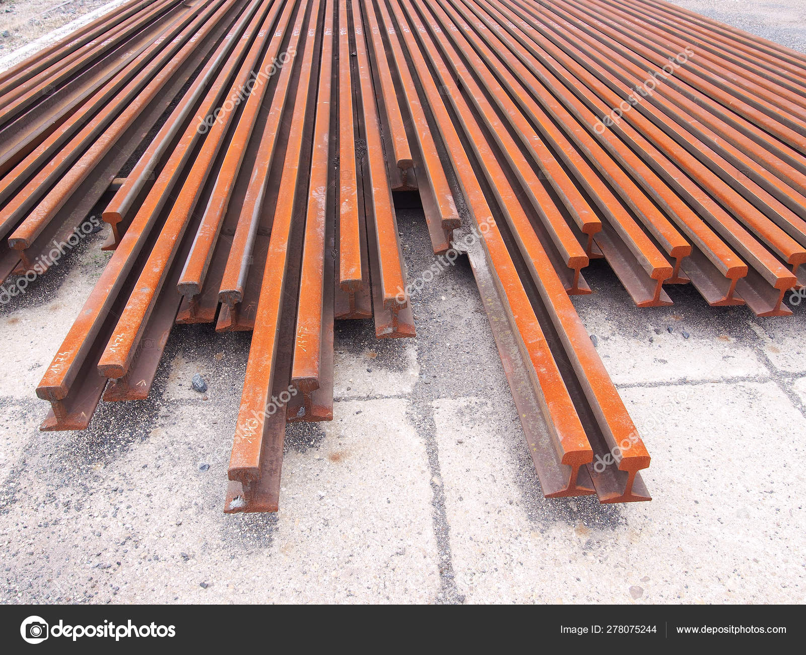 Closeup View Stacked Rusty Rails — Stock Photo © zoltanmajor #278075244