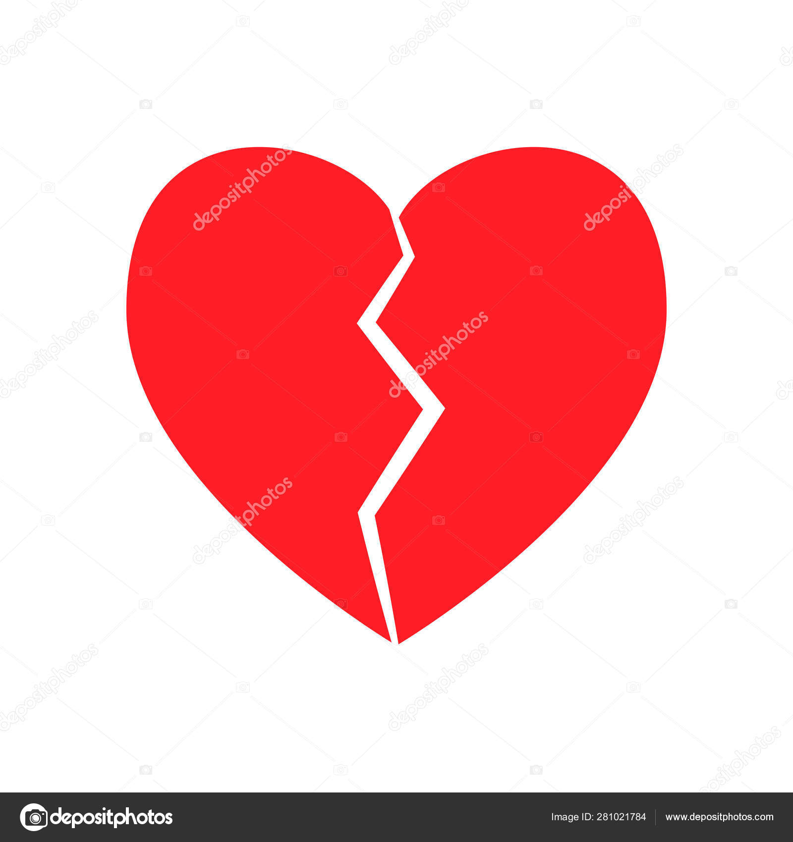 Corazón Roto Icono Rojo Corazón Roto Símbolo Divorcio Sin Amor Vector ...