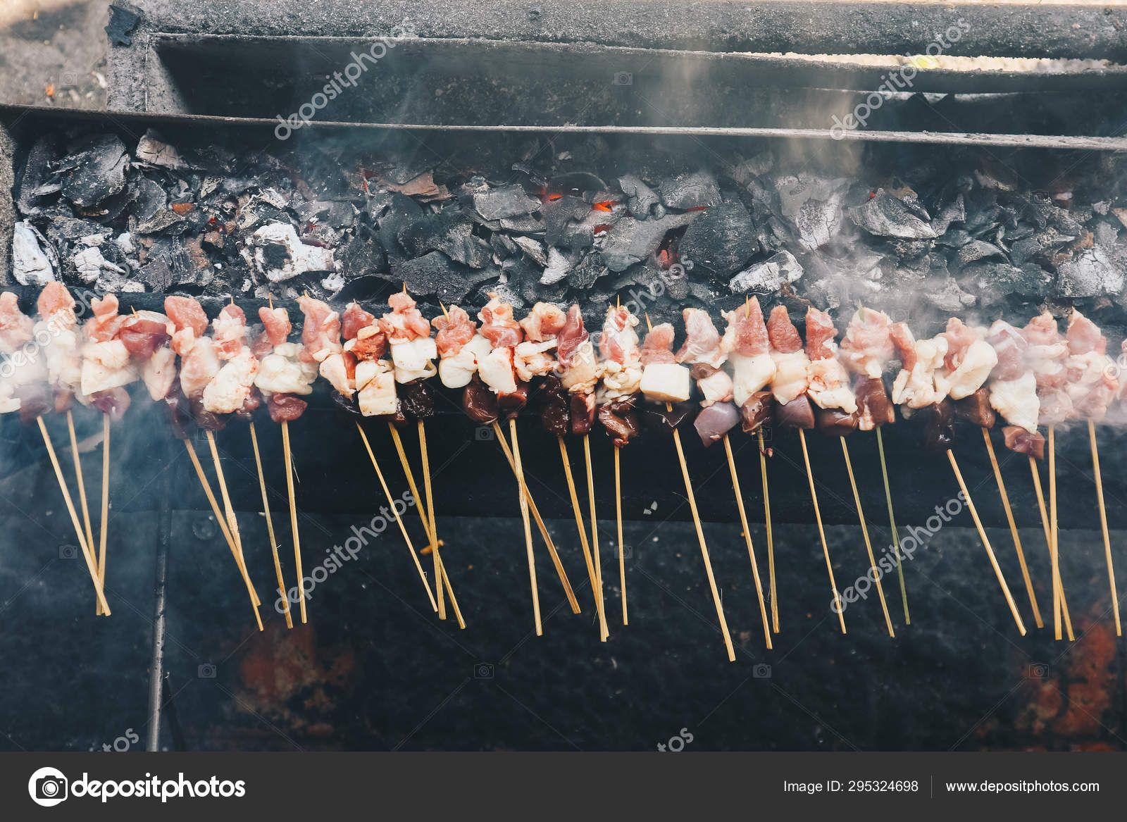 Raw Goat Satay Lamb Satay Lamb Meat Goat Satay Grilling — Stock Photo ...