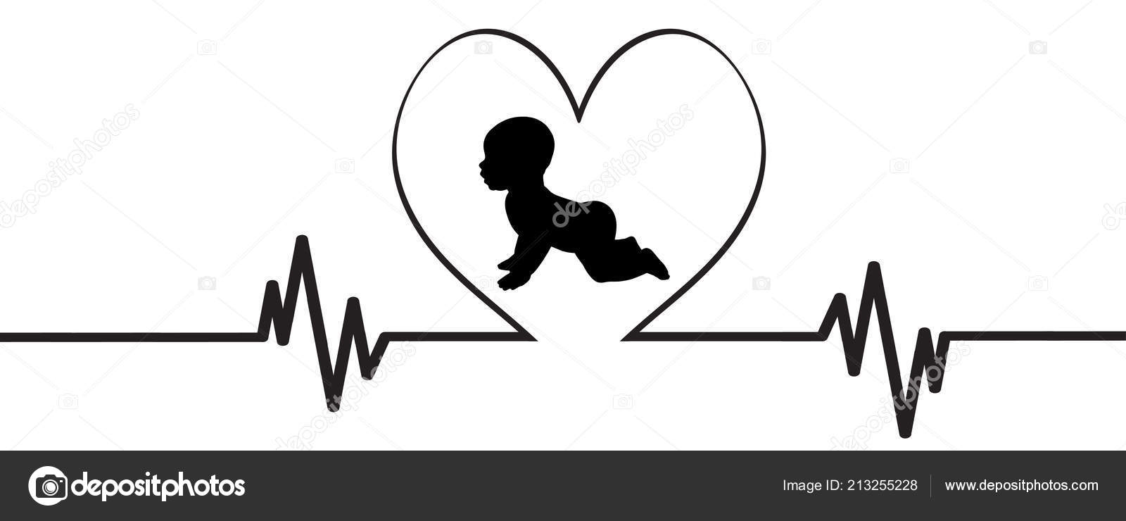 Vector Illustration Heart Pulse Heart Baby White Background Stock ...