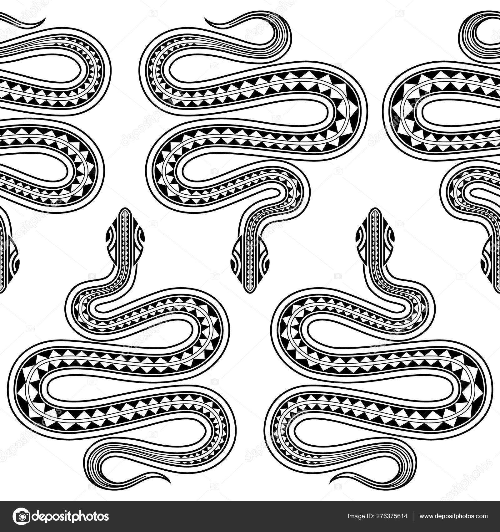 Patrón Exótico Sin Costuras Con Serpientes Estilo Maorí Tatuaje Fondo ...