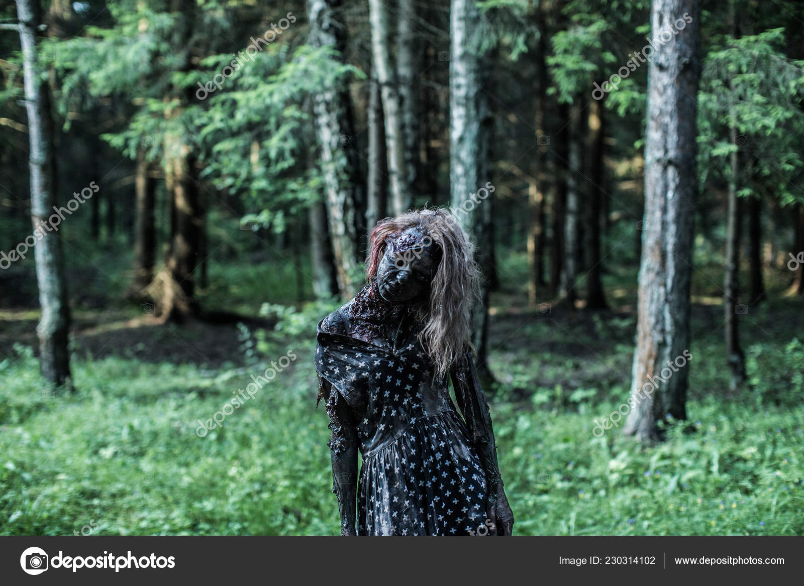 Scary Zombie Woman Posing Forest Path — Stock Photo © biopsihoz@mail.ru ...