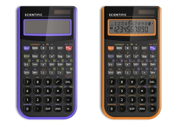 White scientific calculator with solar cell isolated on white. Stock ...