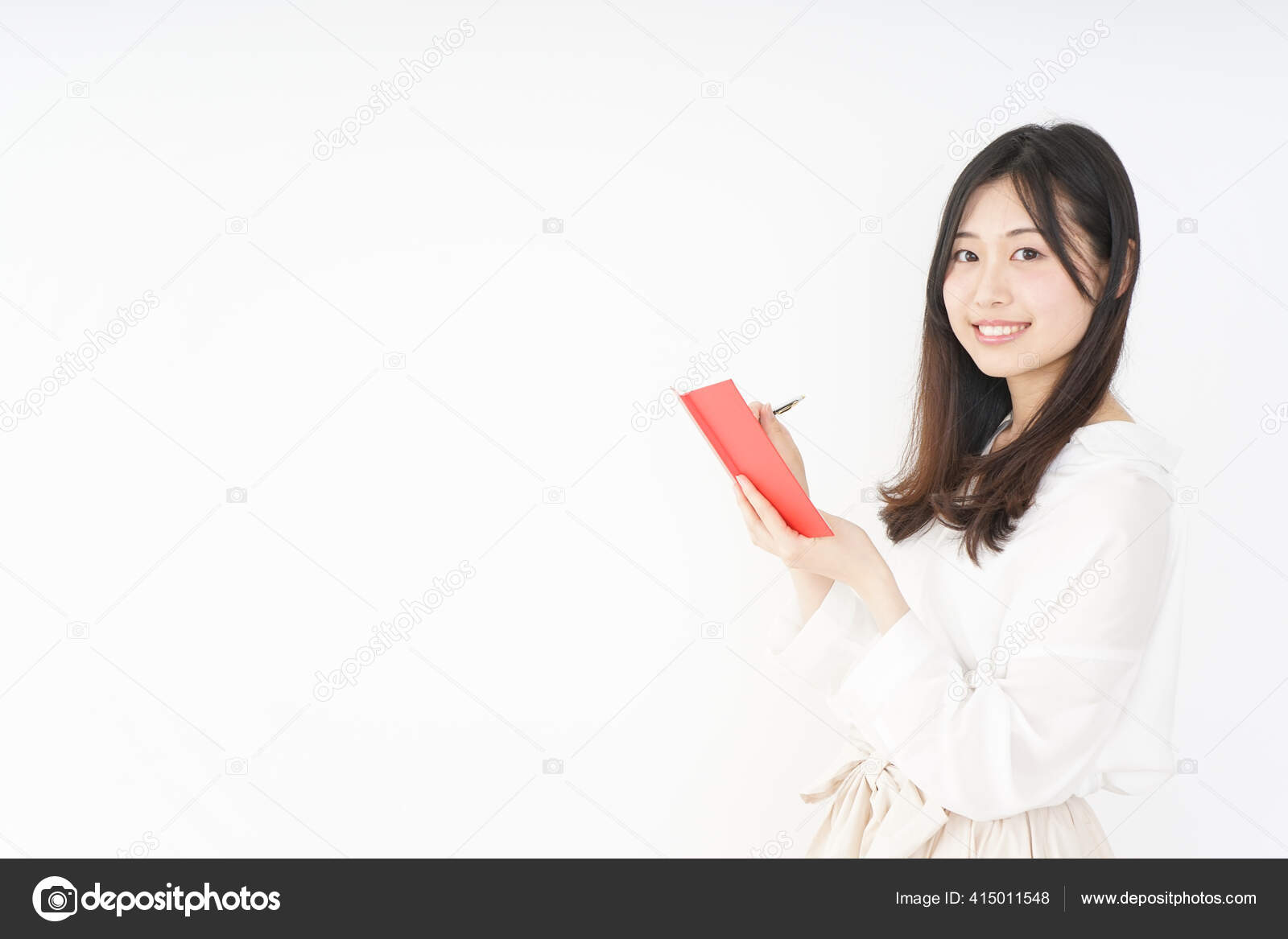 Young Woman Taking Note Notebook — Stock Photo © maroke #415011548
