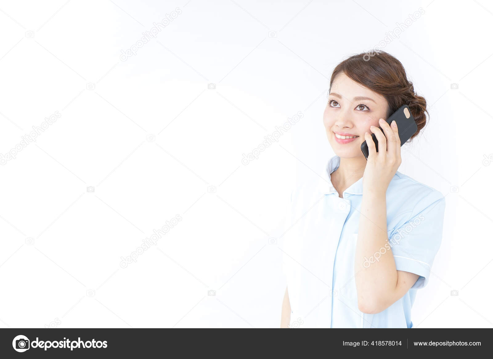 Nurse Using Smartphone White Background — Stock Photo © maroke #418578014