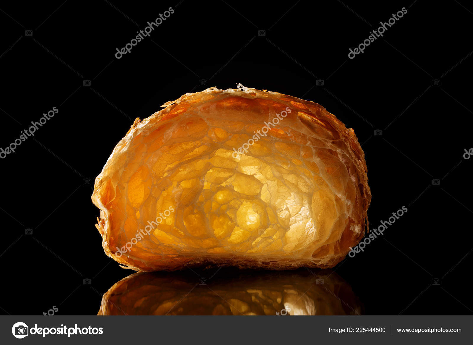 French Croissant Black Background Snapshot Food Low Key Stock Photo by ...
