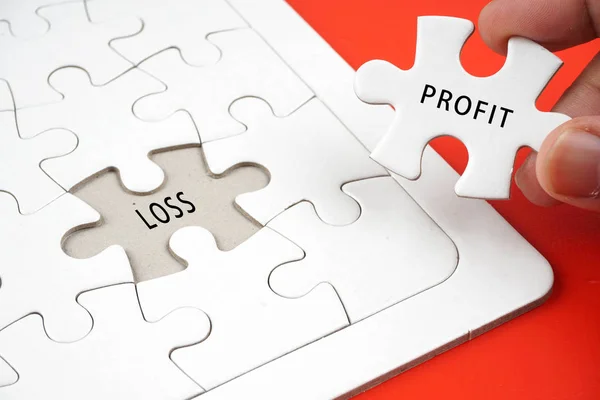 Jigsaw Puzzle Parts Red Background Person Hand Holding Missing Part ...