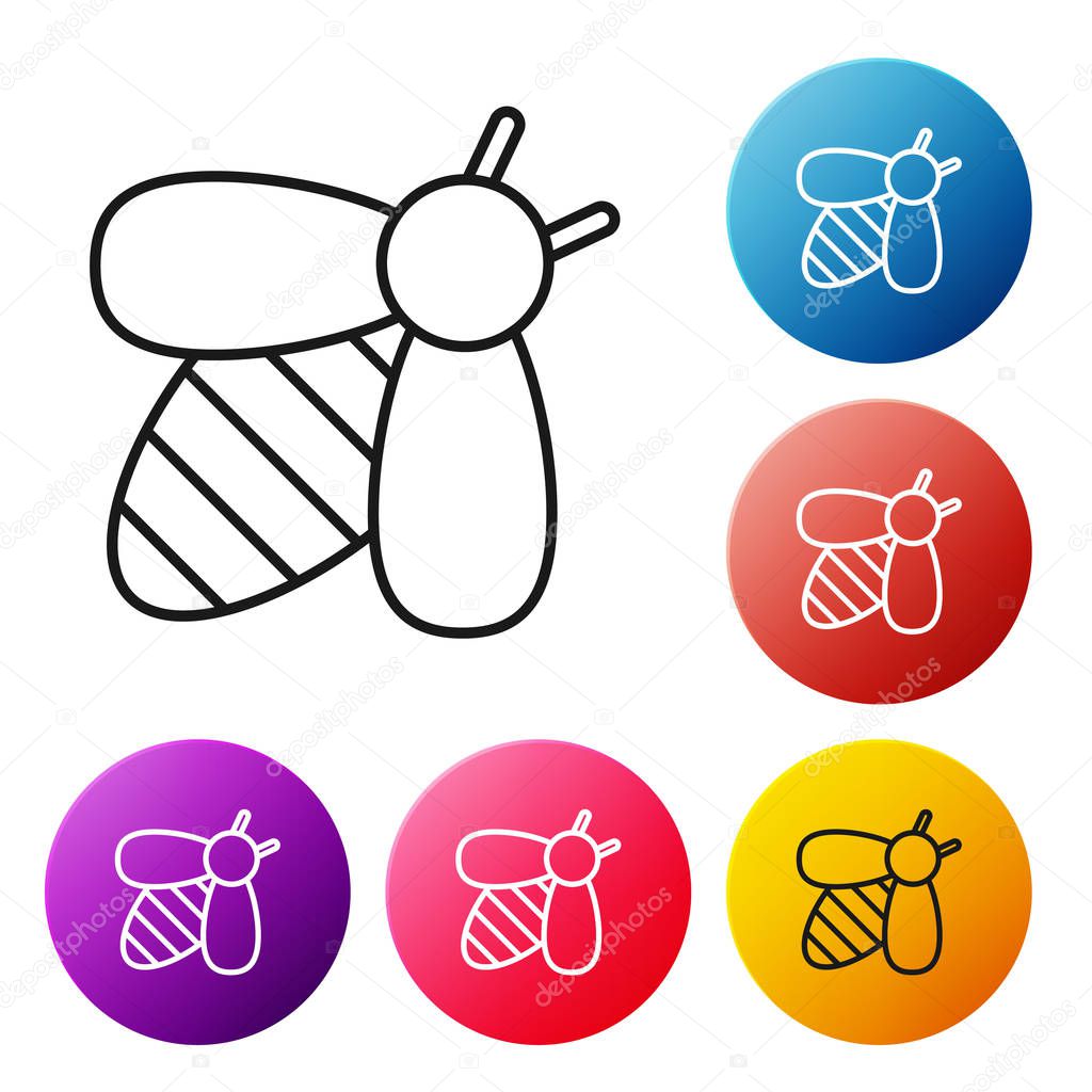 Icono de abeja de línea negra aislado sobre fondo blanco. Dulce comida ...