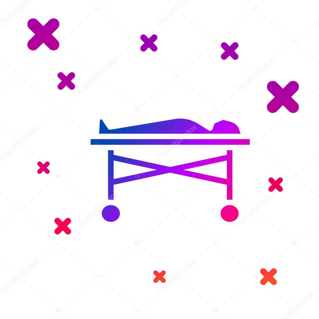 Color Cuerpo muerto en el icono de la morgue aislado sobre fondo blanco. Gradiente formas ...