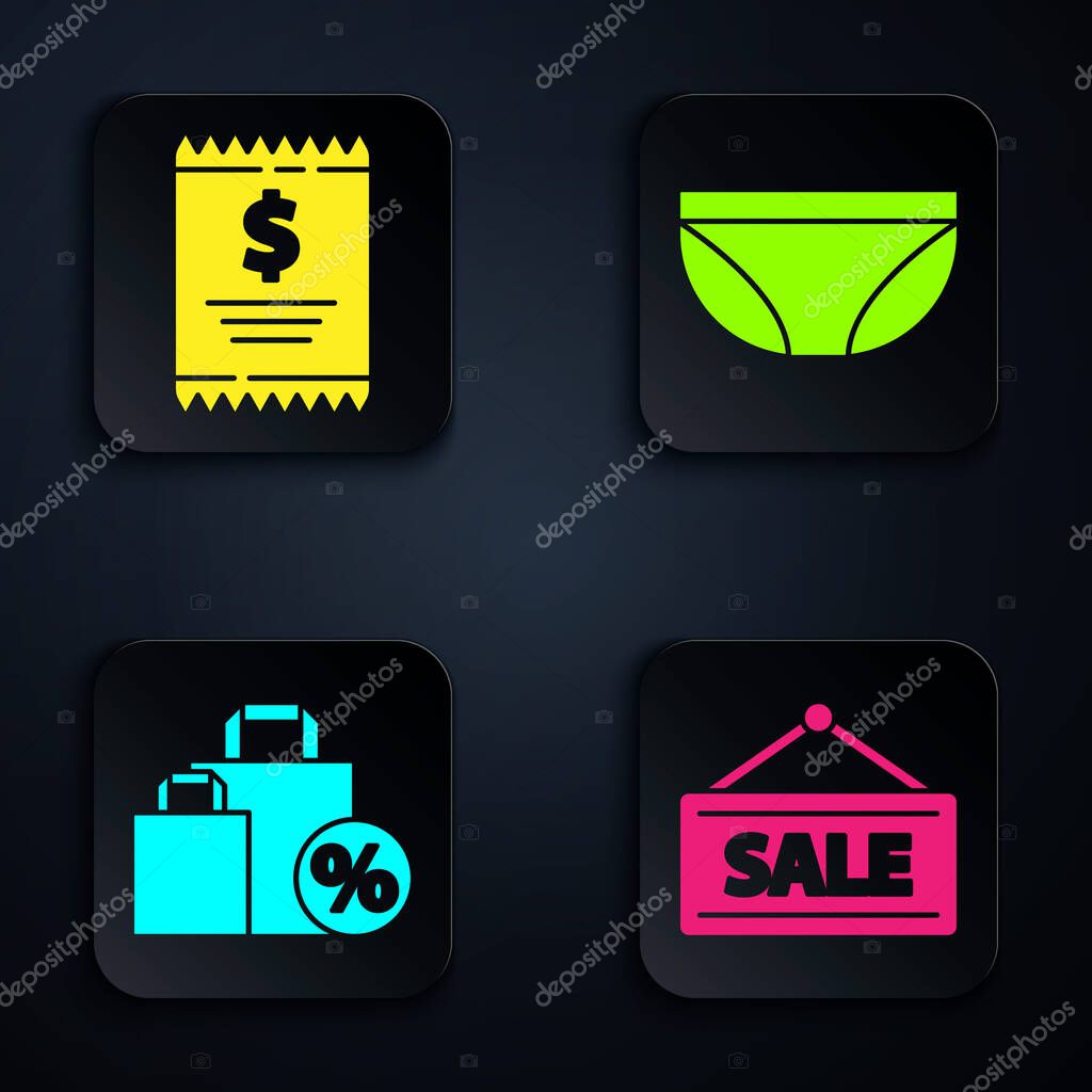 Set letrero colgante con venta, cheque de papel y cheque financiero ...