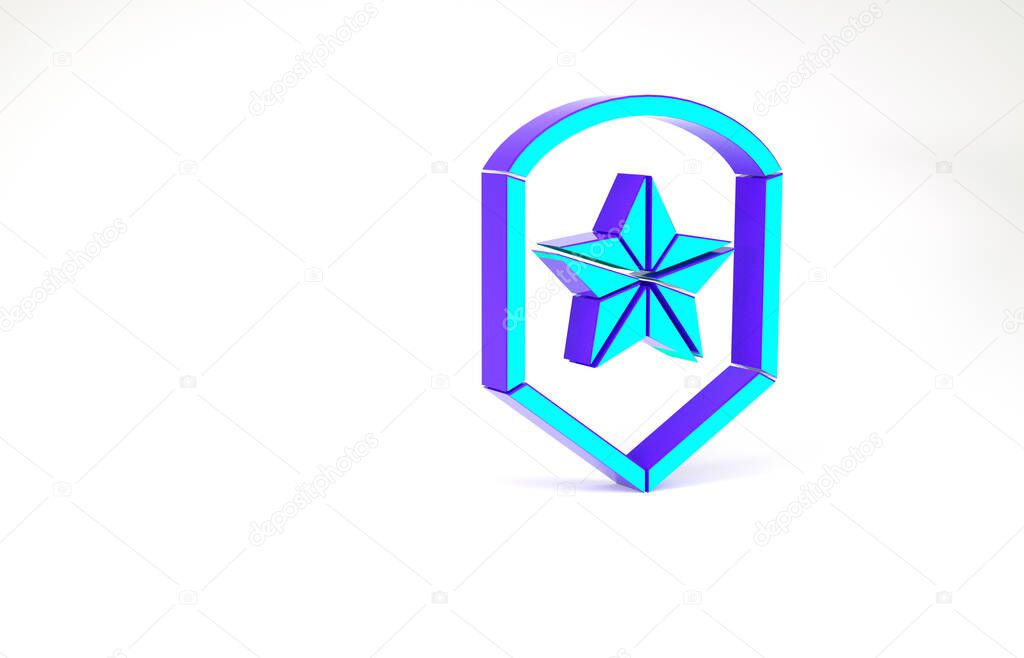 Icono de la insignia de la polic a turquesa aislado sobre fondo blanco ...
