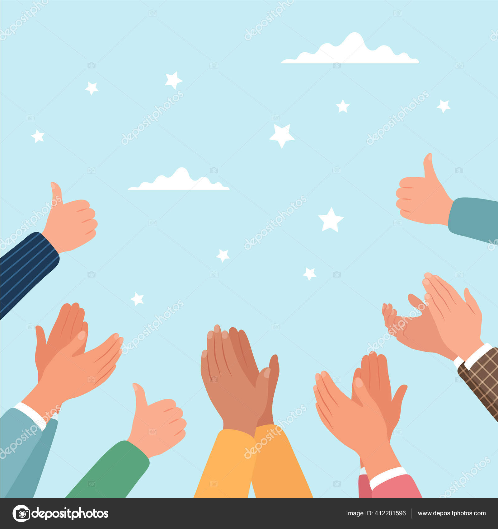 Approval, clapping hands and thumbs up. Vector illustration in flat style Stock Vector by ...