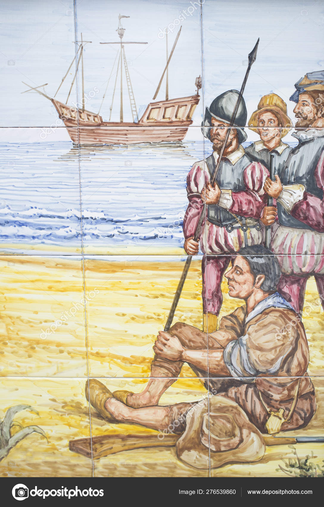 Hernan Cortes 16th Century Spanish soldiers and vessel at bottom ...