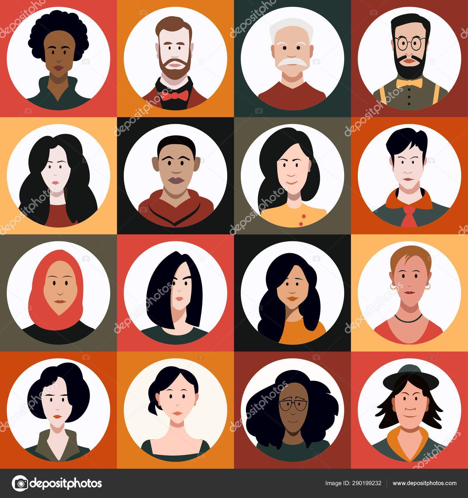 People Different Races Ages Avatar Set Vector Man Woman People Stock ...