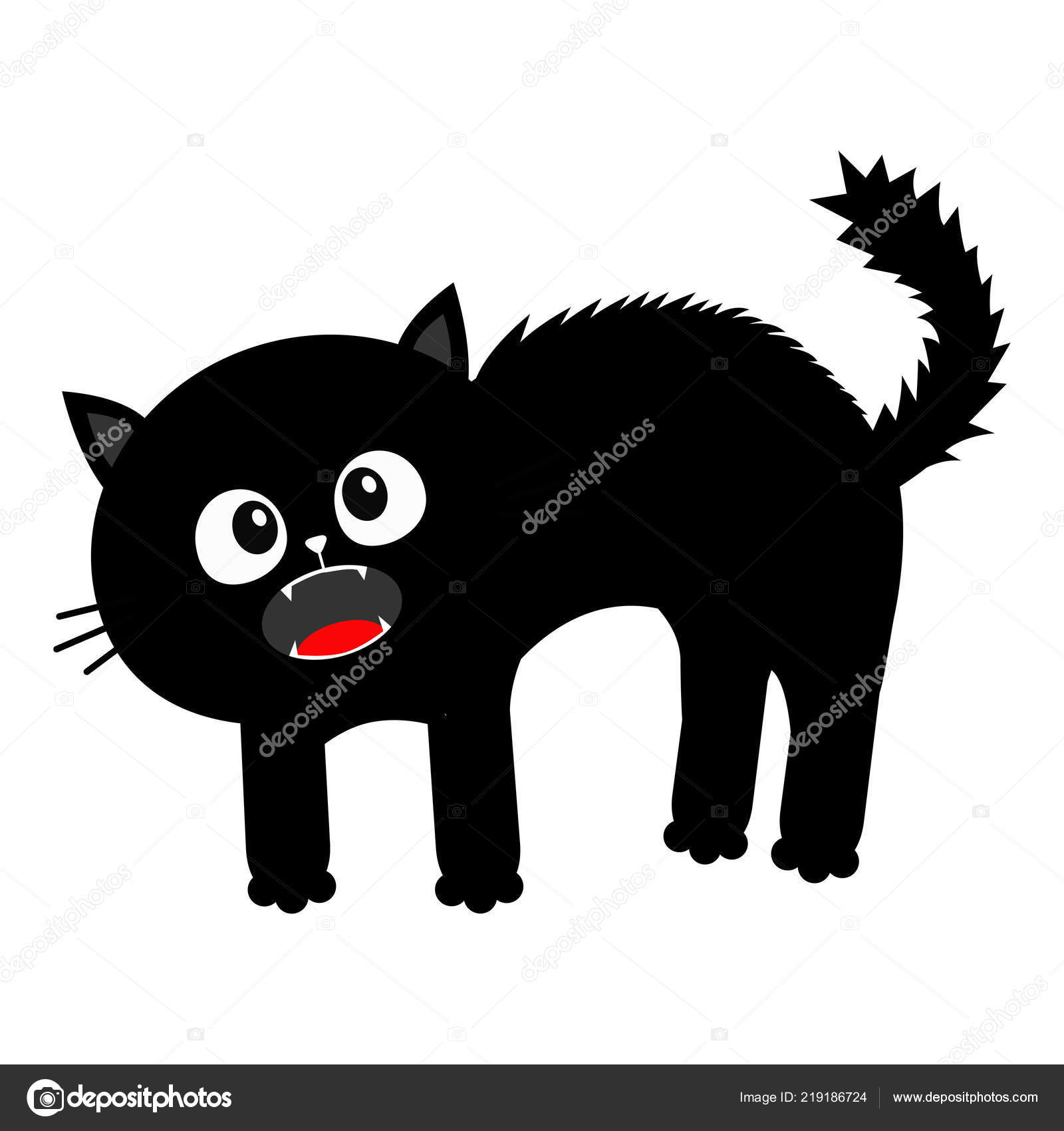 Screaming Kitten Frightened Cat Arch Back Hair Fur Stands End Stock ...