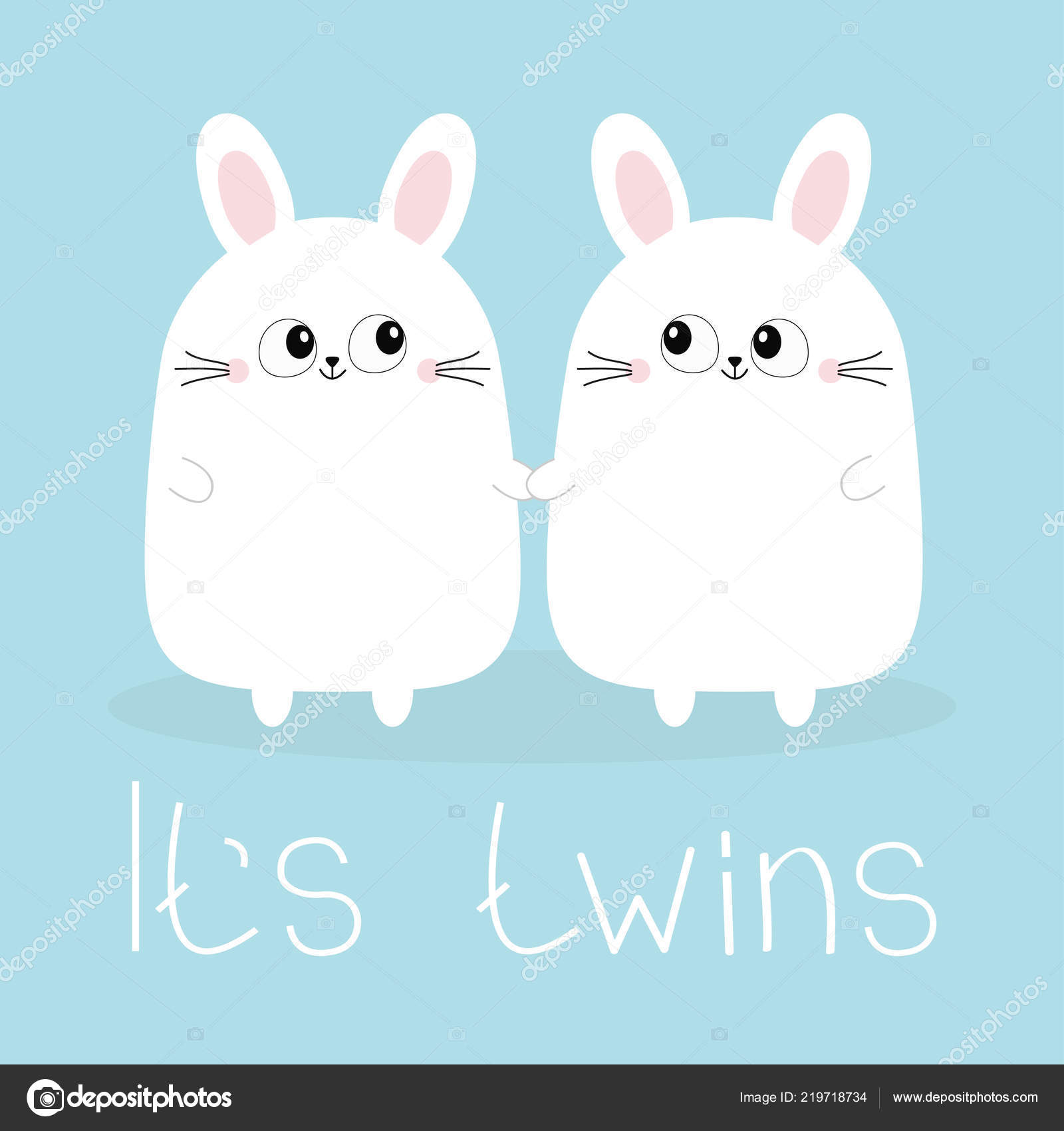 Its Twins Two Girls Cute Twin Bunny Rabbit Set Holding Stock Vector ...