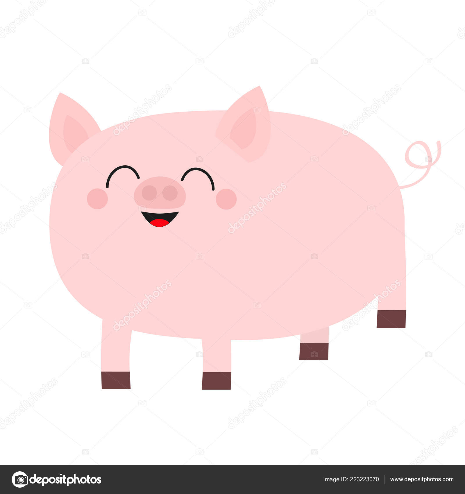 Cerdo Rosa Cara Sonriente Lindo Personaje Divertido Bebé Dibujos ...