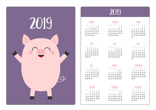 Calendario de cerdos imágenes de stock de arte vectorial | Depositphotos