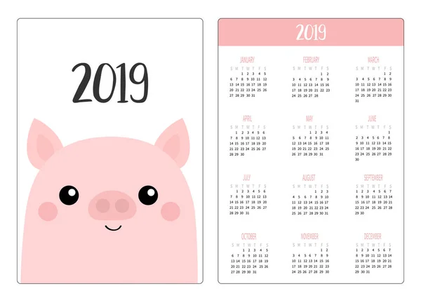 Calendario de cerdos imágenes de stock de arte vectorial | Depositphotos