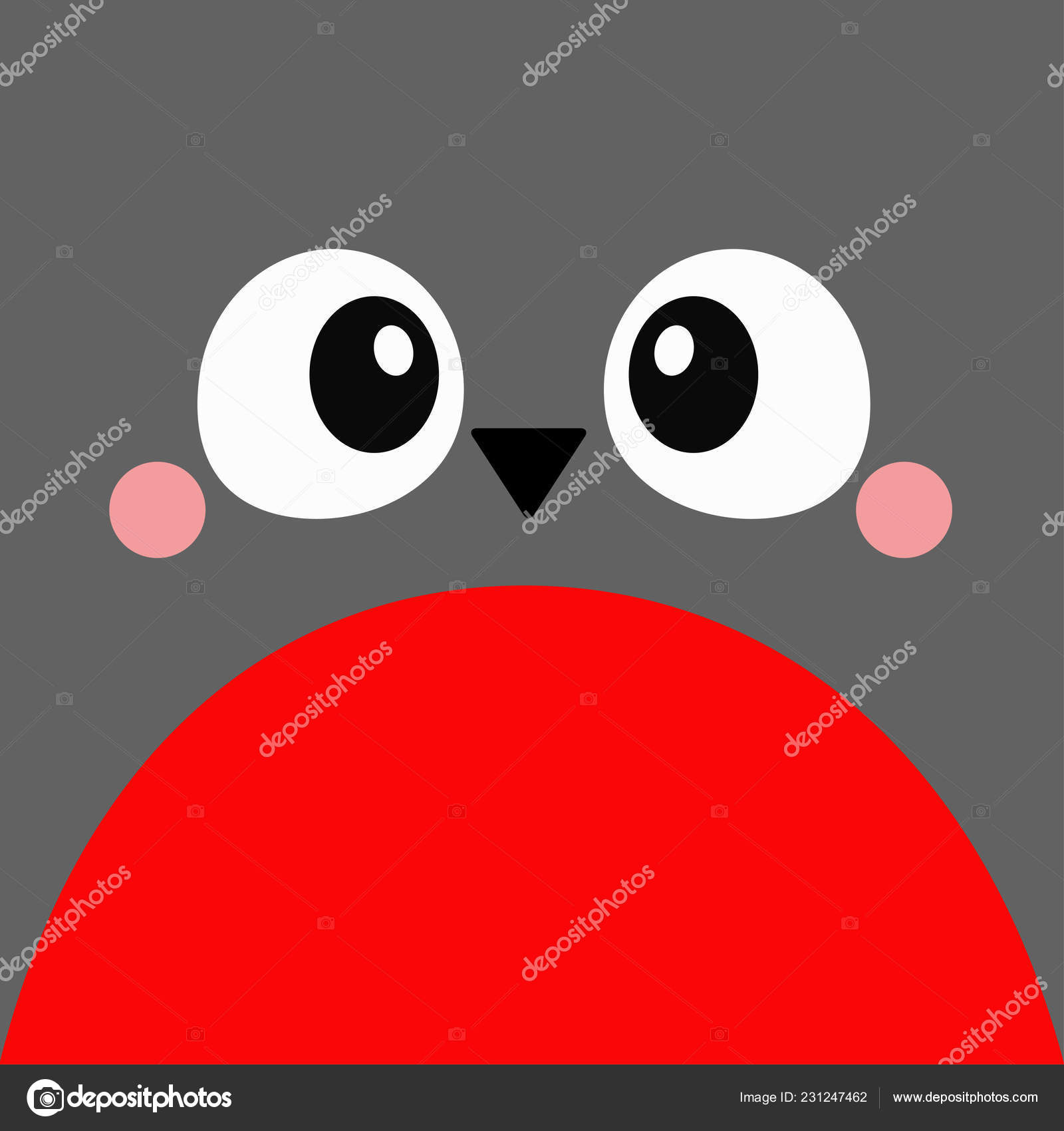 Bullfinch Red Bird Square Head Face Icon Big Eyes Beak Stock Vector by ...