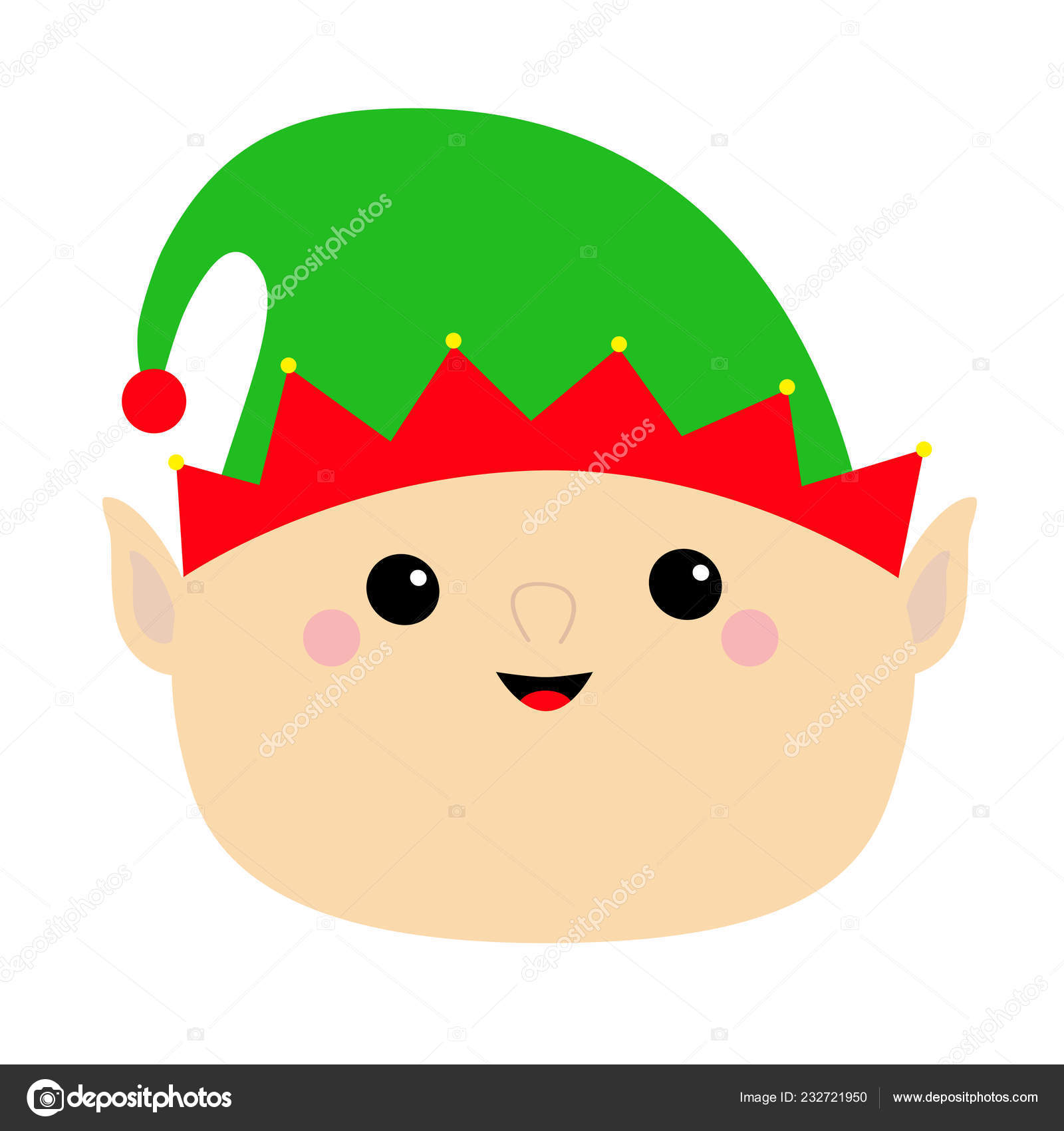 Santa Claus Elf Face Head Icon Green Hat Merry Christmas Stock Vector ...