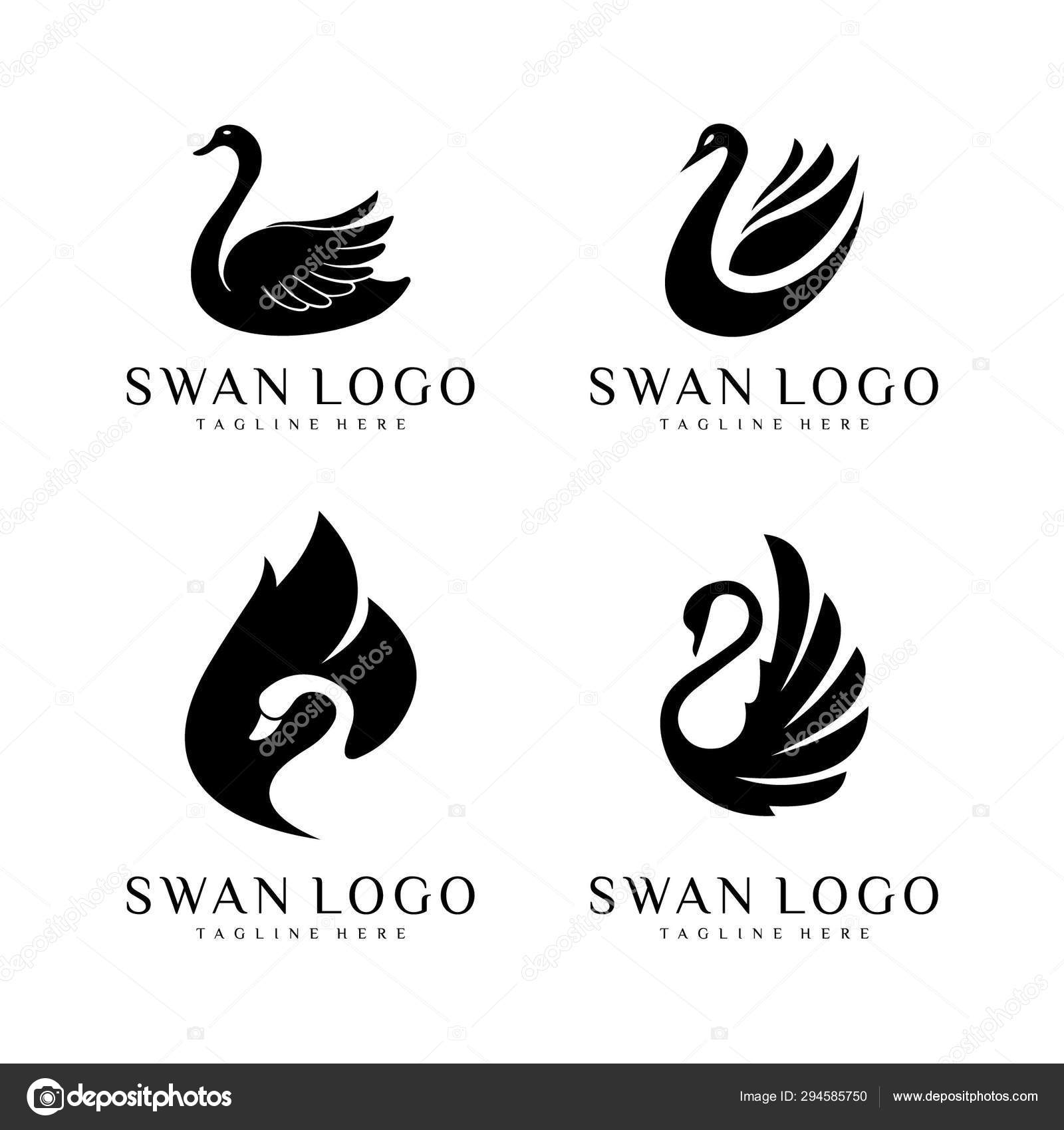 Swan logo vector set silhouettes Stock Vector Image by ©starwash #294585750