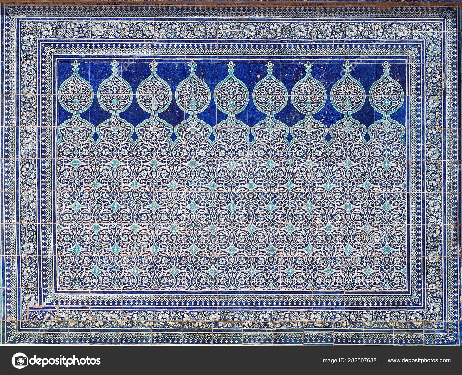 Blue Pattern Islamic Art Tiles Mosaics Tash Khovli Palace Khiva Stock ...