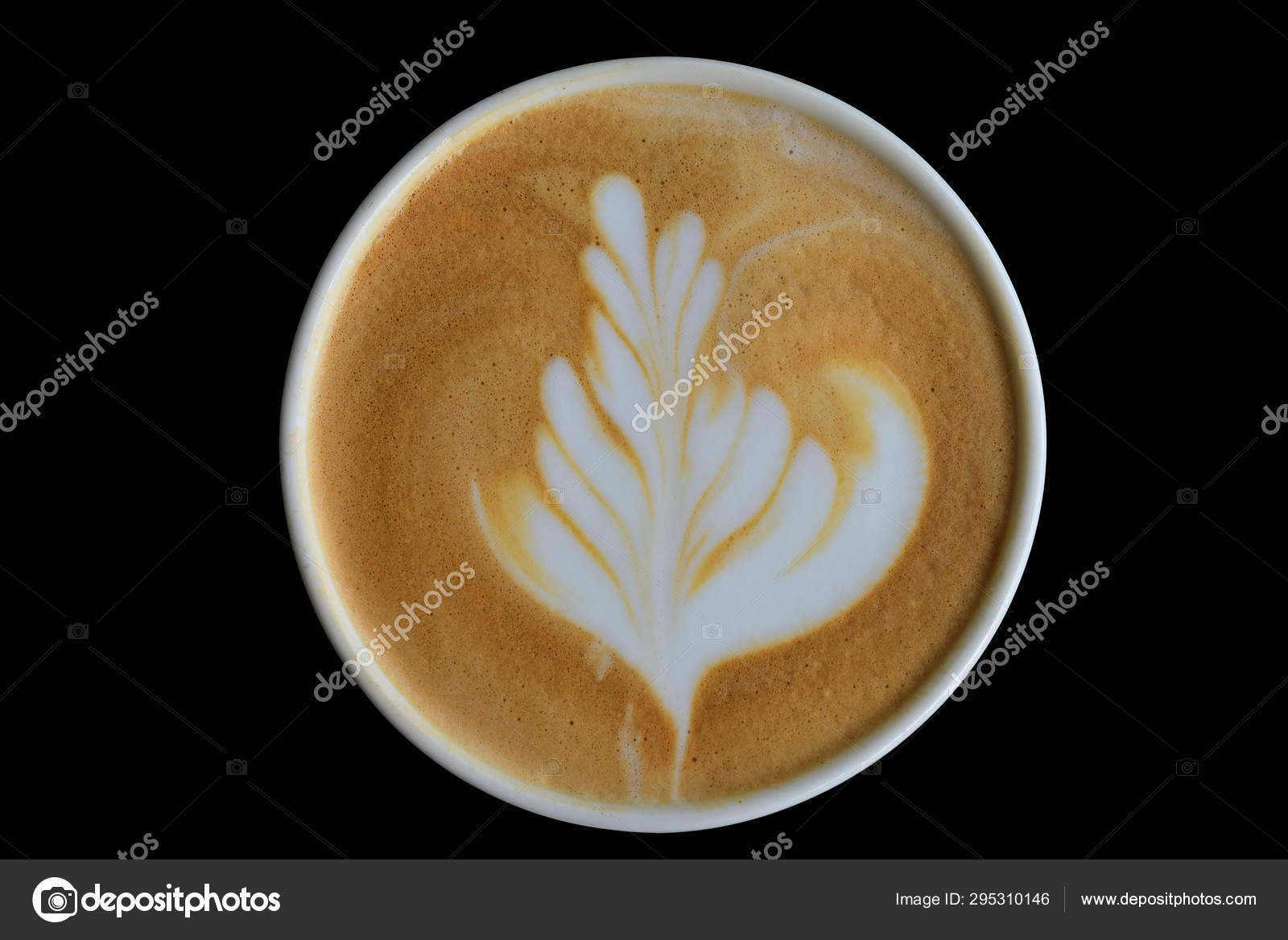 Top view of latte art ,on the dark wood table. Stock Photo by ©meesilpa ...