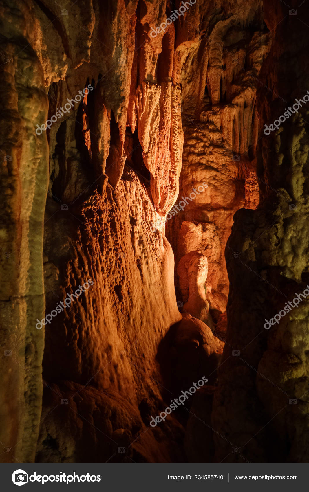 Illuminated Stone Cave Crete Greece — Stock Photo © Bruno135 #234585740