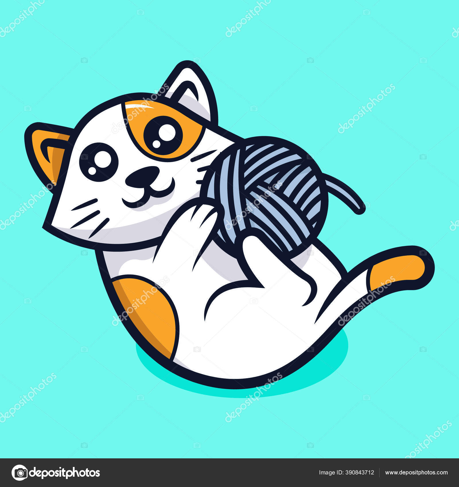 Lindo Gato Mascota Vector Ilustración Vector de stock #390843712 de ©Guavanaboy