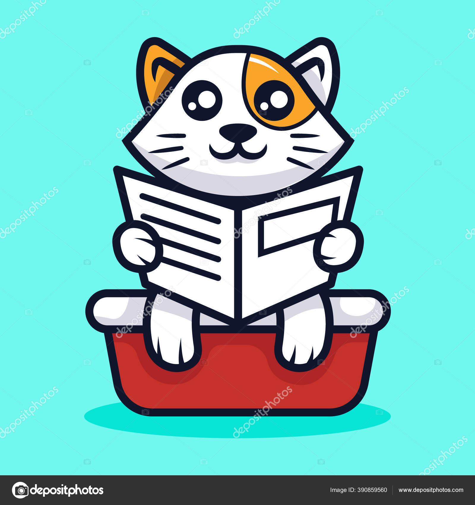 Lindo Gato Mascota Vector Ilustración Vector de stock por ©Guavanaboy 390859560