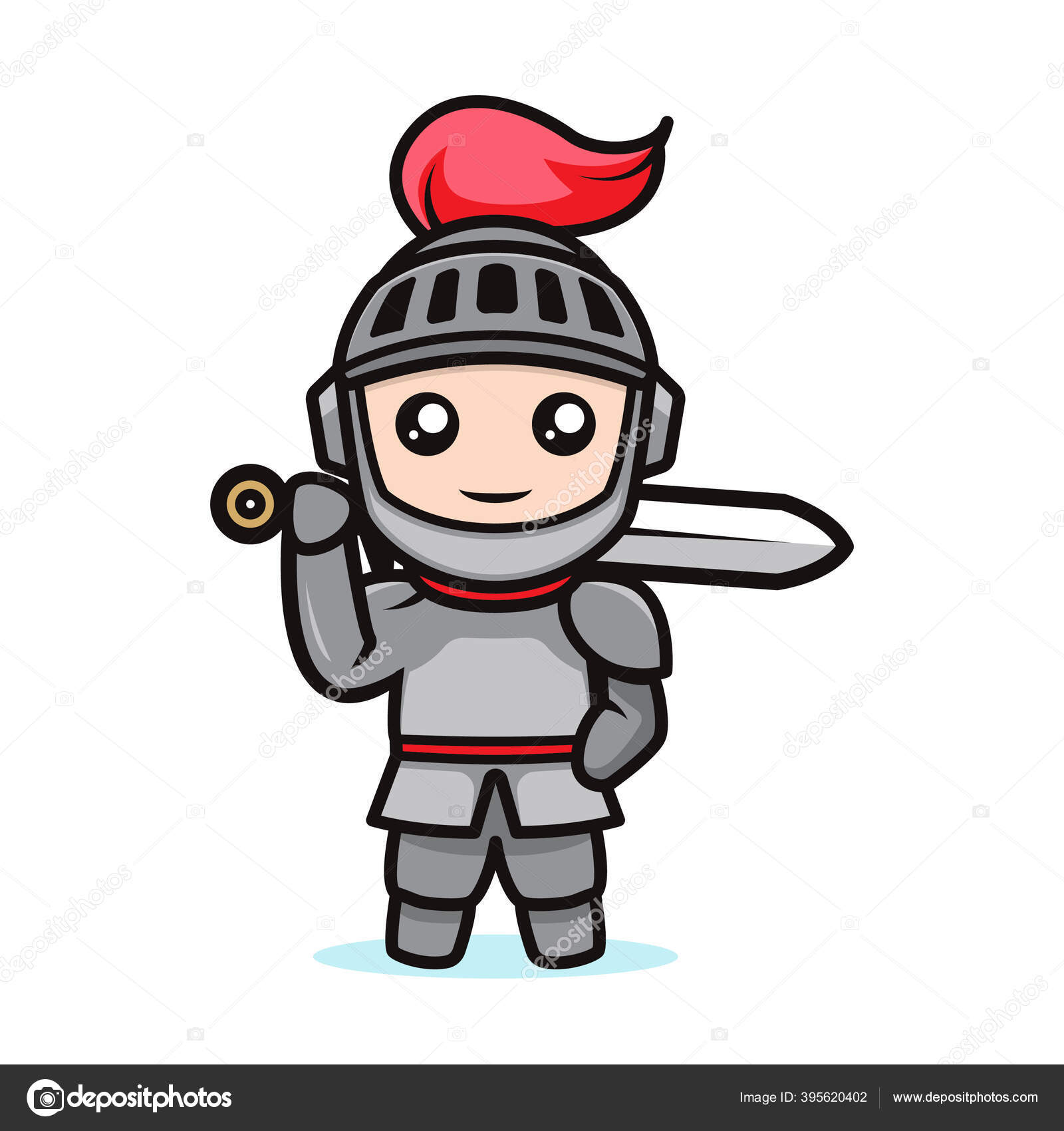 Jolie Illustration Design Mascotte Chevalier Kawaii Vecteur par ...