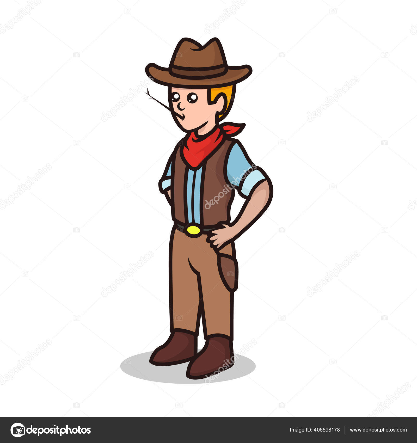 Cowboy Salvaje Mascota Occidental Logotipo Diseño Ilustración Vector de ...