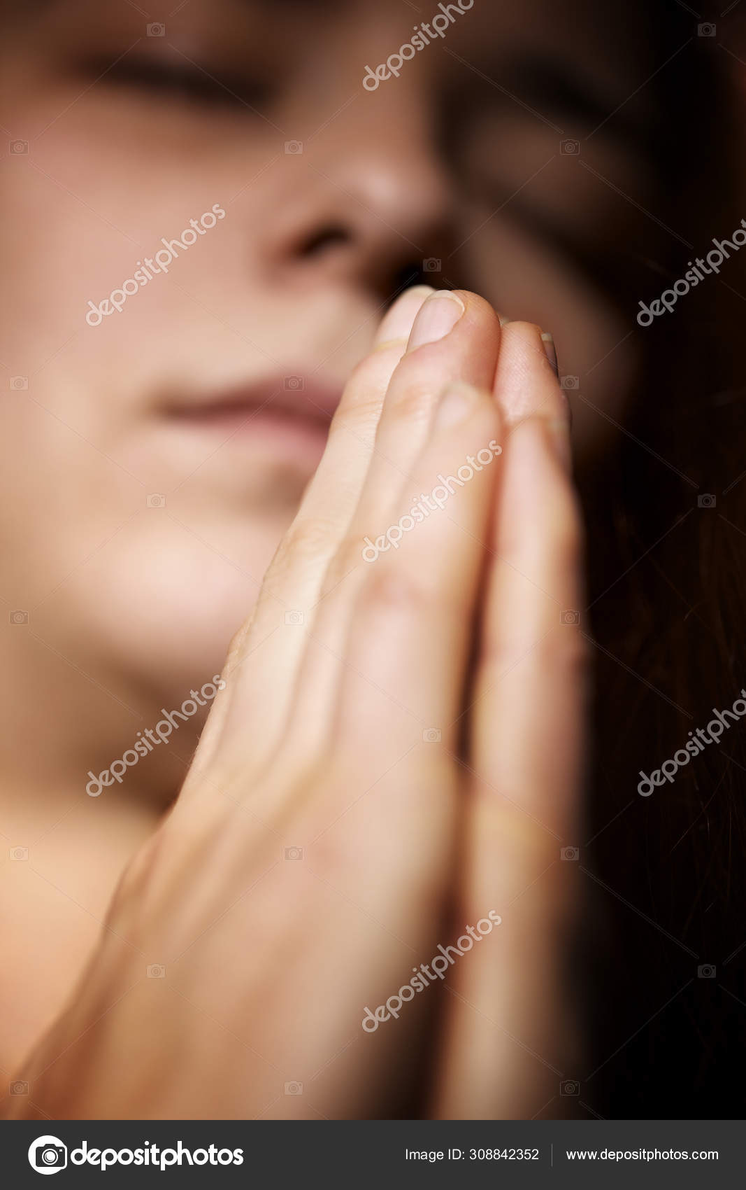 Prayer with folded hands — Stock Photo © lichtmeister #308842352
