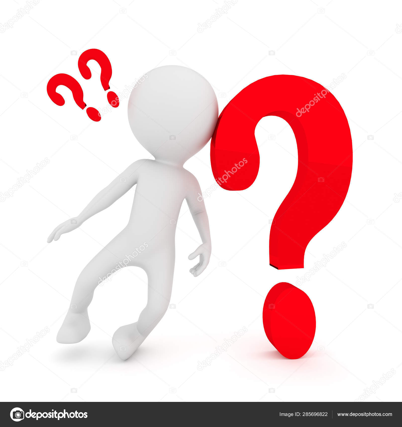 Question mark stick man isolated. 3D rendering Stock Photo by ...