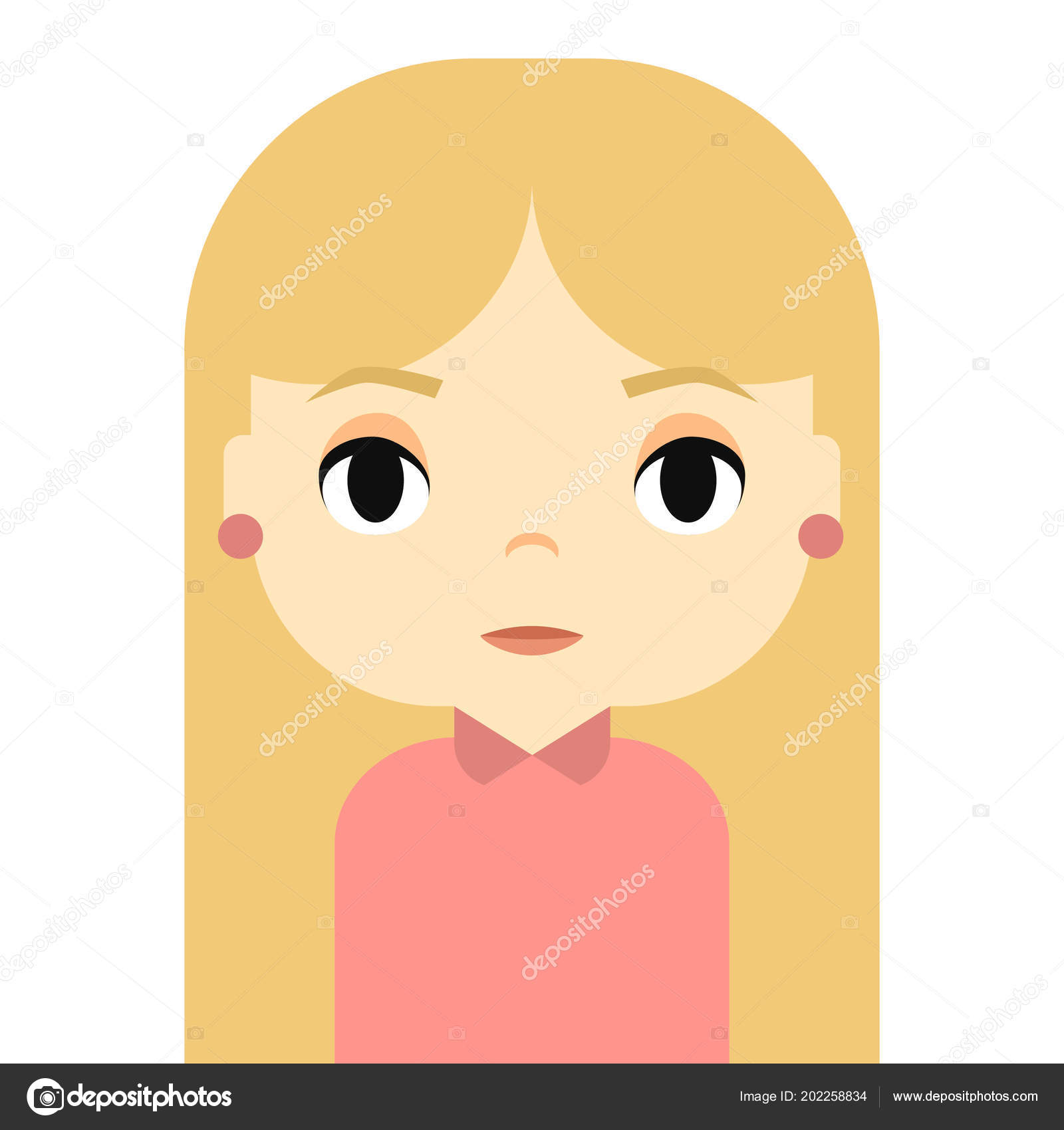 Woman Avatar with Smiling face. Female Cartoon Character. Happy Young ...
