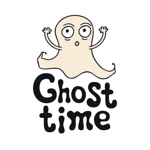 Boo. Ghost time. Halloween theme. Handdrawn lettering phrase. Design ...