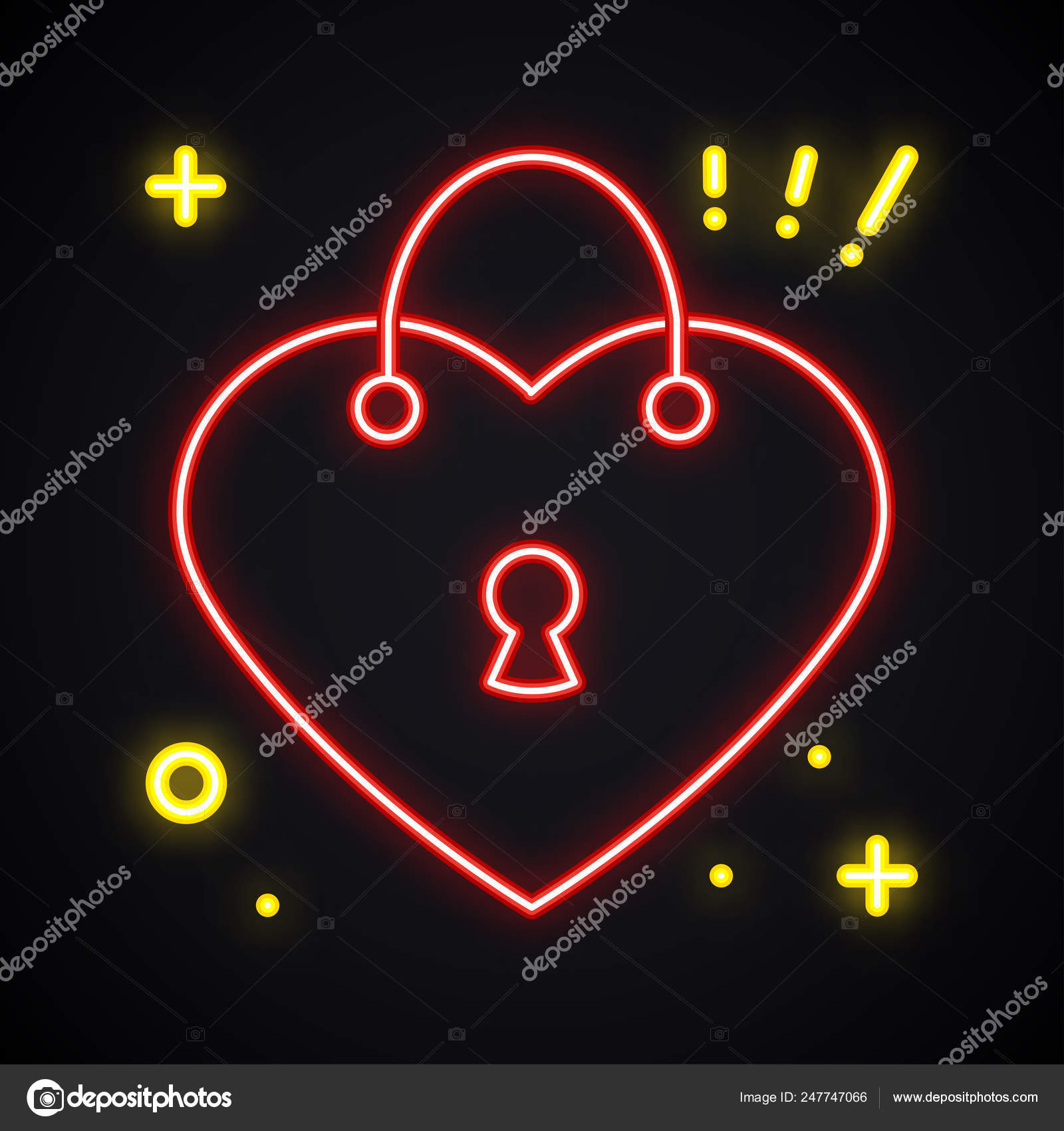 Neon lock sign. Light padlock symbol. Safety, secret, privacy ...