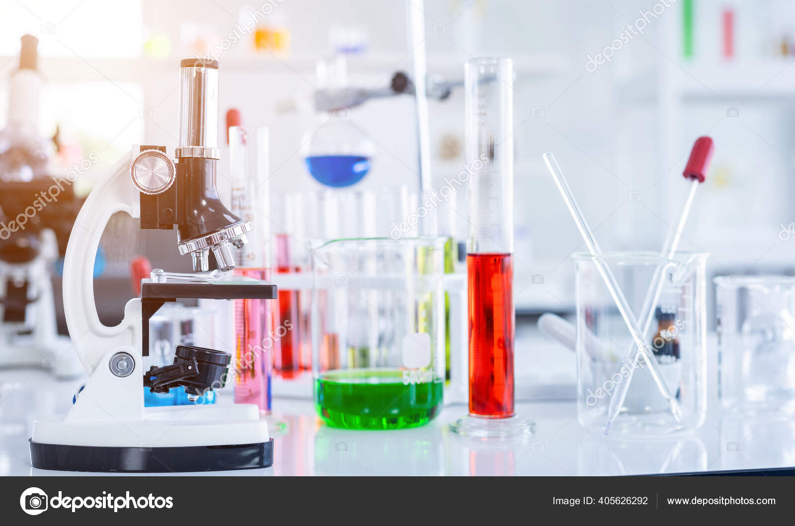 Microscope Test Tubes Lab Glassware Laboratory Background Research ...