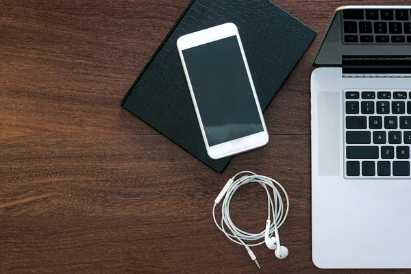 View of the black screen of the laptop, a device to work at home, do ...