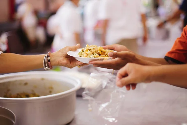 Hands Poor Receive Food Hands Humane Concept Relief — Stock Photo ...