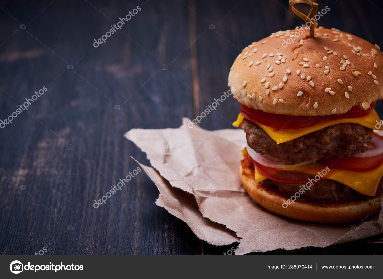 Big Classic American Cheeseburger Two Chops Cheeseburger Paper Dark ...